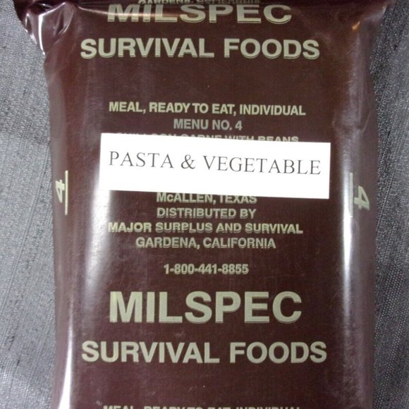 Kitchen | Collectible Milspec Survival Foods Individual Mre Menu 4 ...